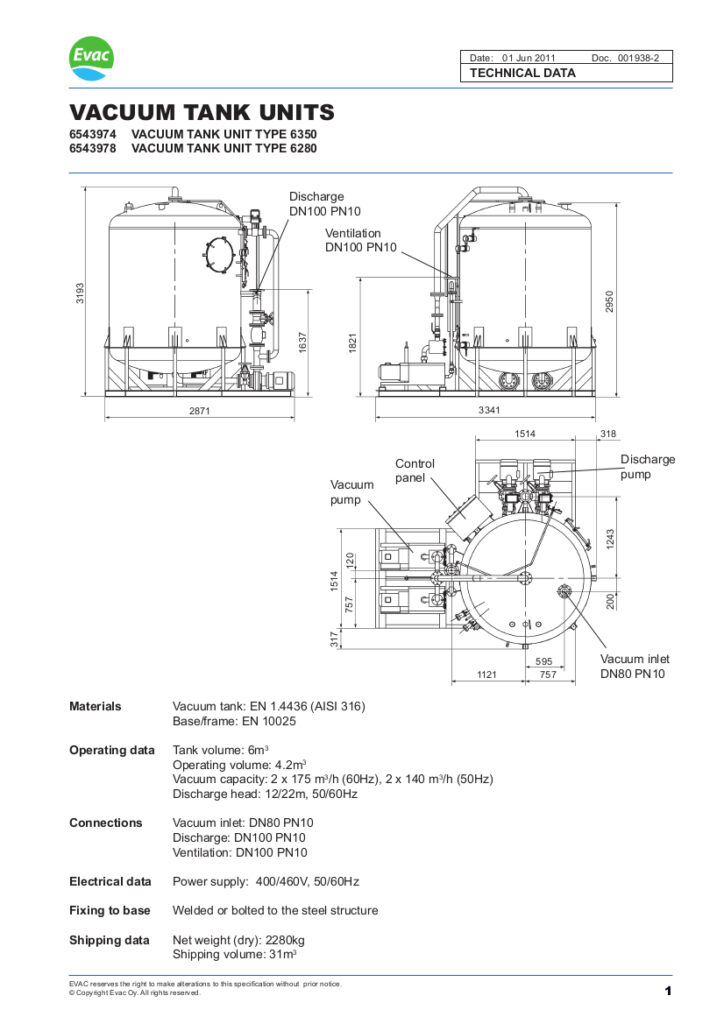 EVAC Vacuum Tank Unit - Marine Spares