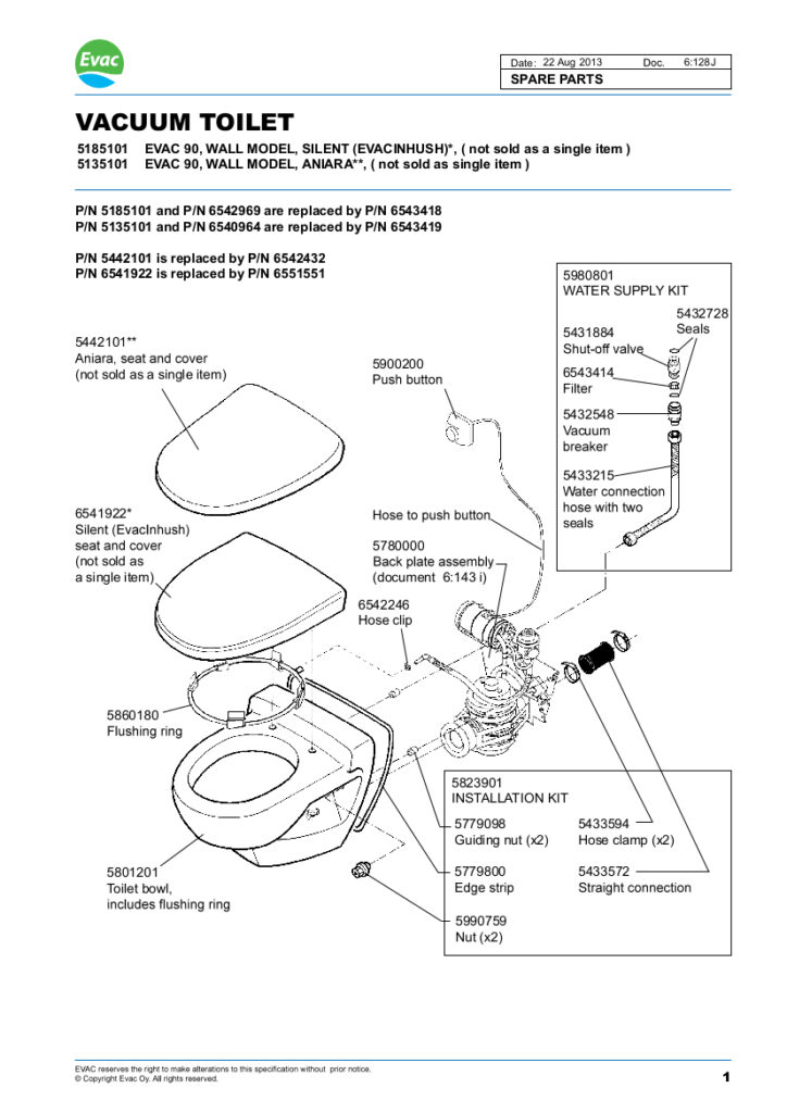 Part Numbers and Technical Documentation for EVAC 90 Toilets - Marine ...