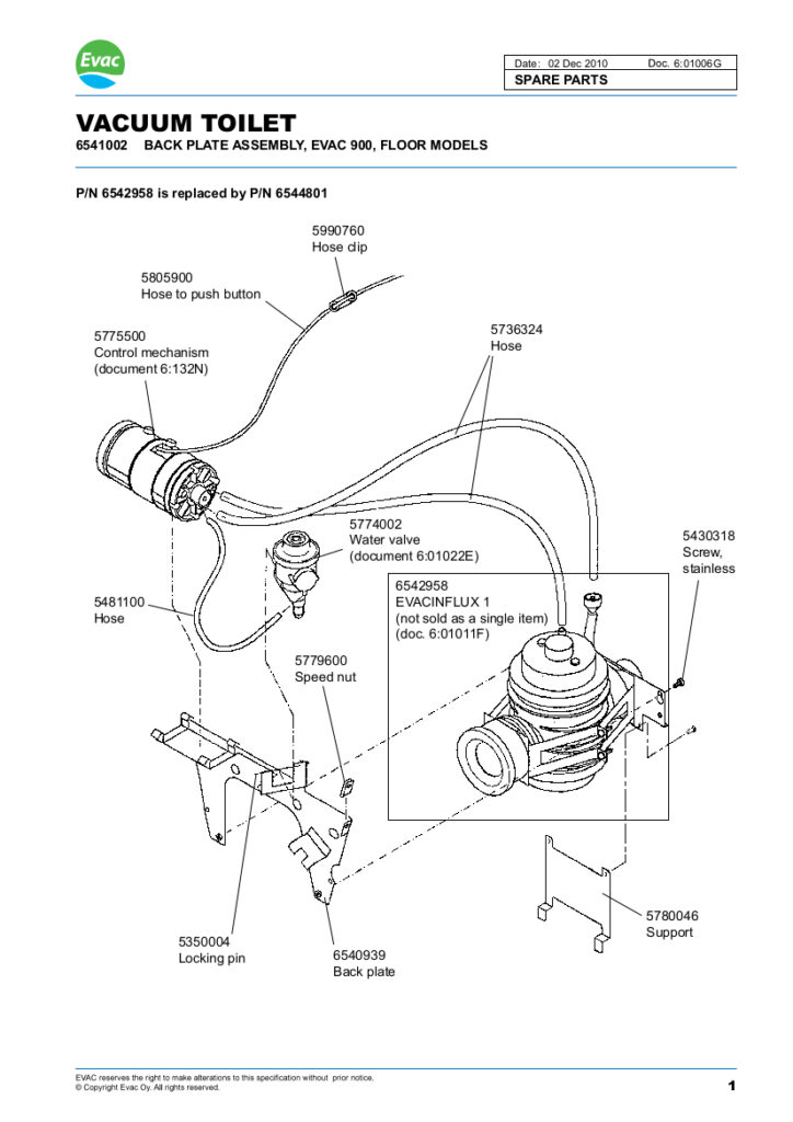 Part Numbers and Technical Documentation for EVAC 900 Toilets - Marine ...