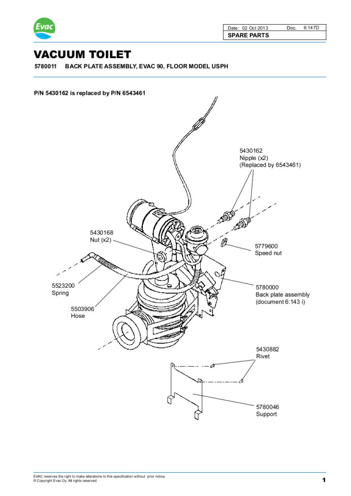Part Numbers and Technical Documentation for EVAC 90 Toilets - Marine ...