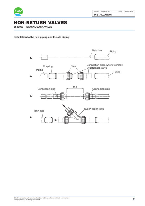 Manual with Part Numbers for EVAC Riser Non-Return Valve | Marine ...