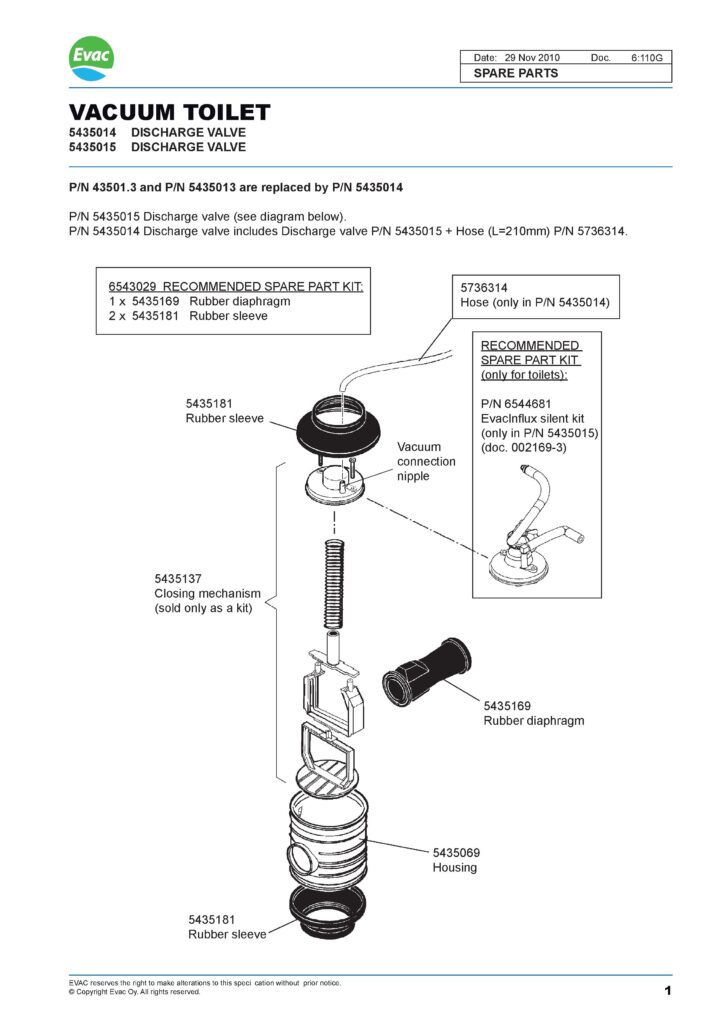 Evac Vacuum Toilet Discharge Valve - Marine Spares