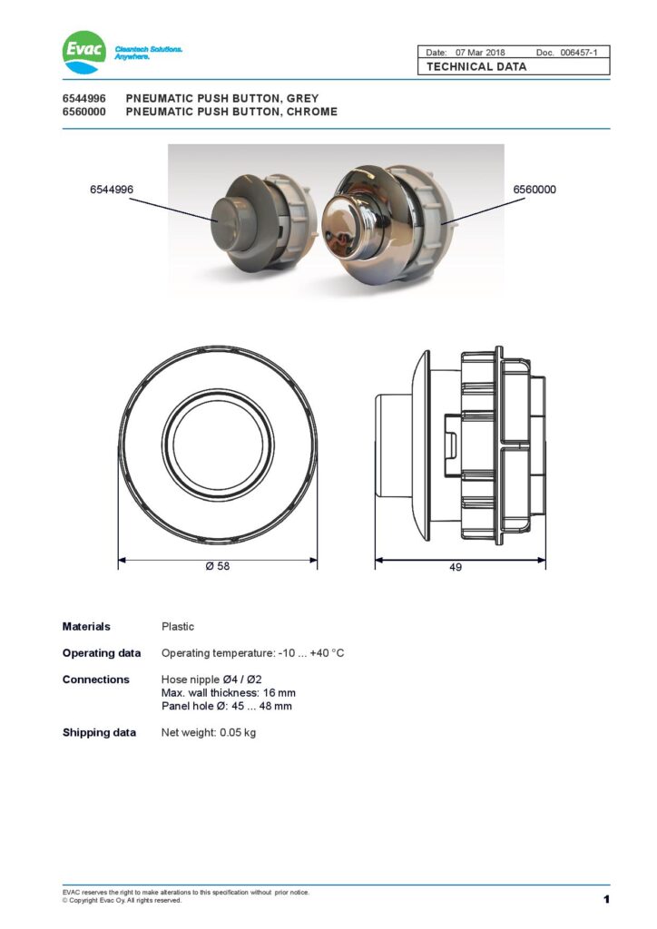 Pneumatic Push Button - Marine Spares